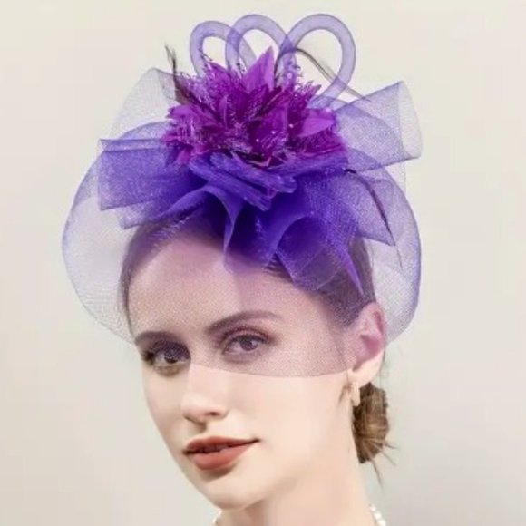 Accessories | Mesh And Lace Hat In Violet | Poshmark